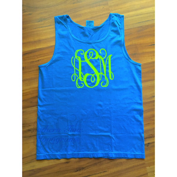 Monogrammed Comfort Colors Tank Top with Large Monogram – Southern ...
