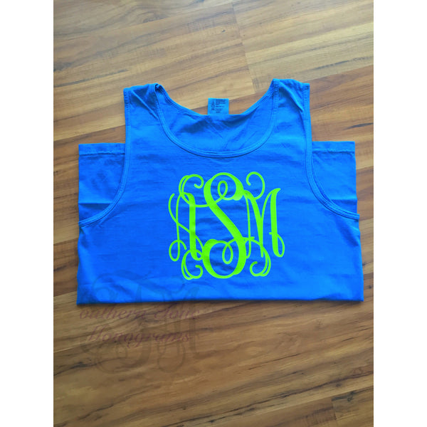 Monogrammed Comfort Colors Tank Top with Large Monogram – Southern ...