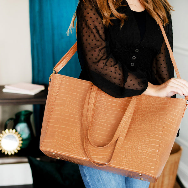 Monogrammed Camel Crocodile Work Purse – Southern Touch Monograms