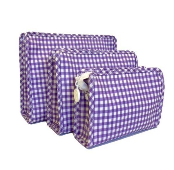 Monogrammed Purple Gingham Roadie Pouch – Southern Touch Monograms
