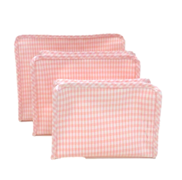 Monogrammed Light Pink Gingham Roadie Pouch – Southern Touch Monograms